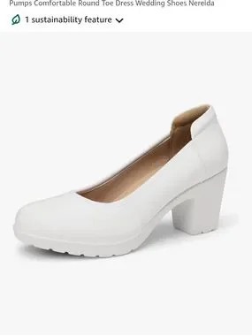Shoes | Womens White Roundtoe Block Heel Pumps | Poshmark